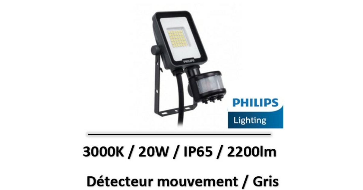 Philips - Projecteurs Ledinaire gen3, 20 W, 2200 lm, 3000 K, CRI80, Faisceau extensif symétrique ...